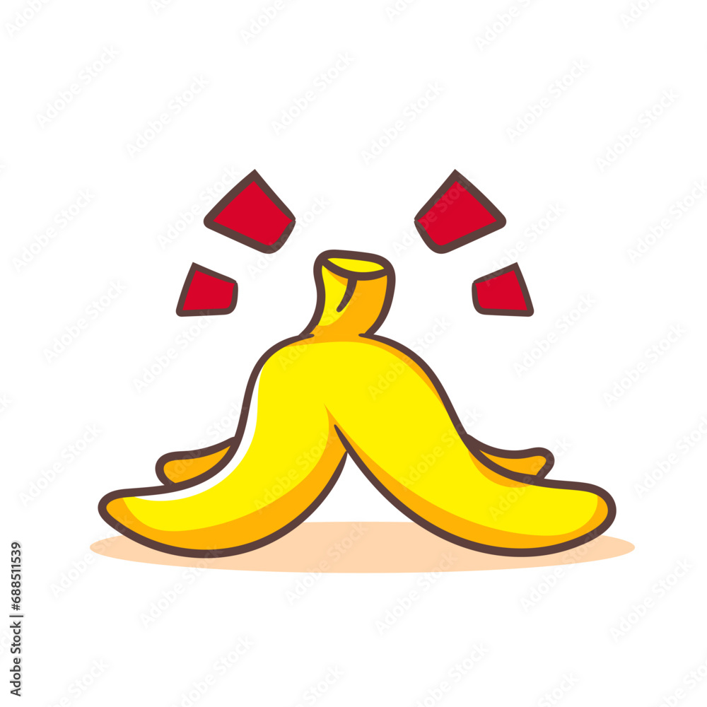 Banana peel on floor cartoon vector illustration. Fruit and food ...