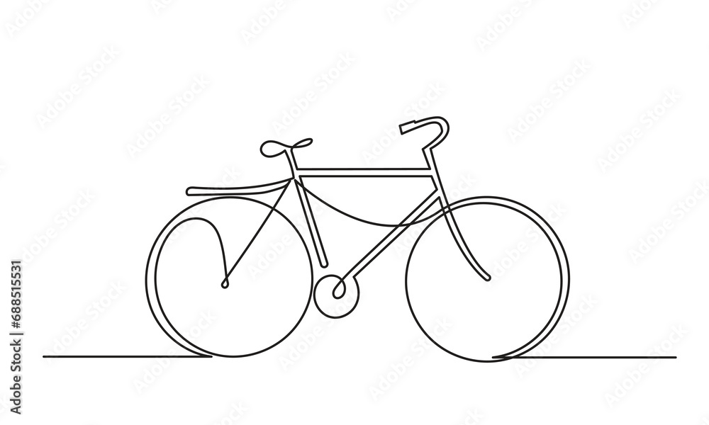 Art of bicycle.continuous line drawing of a bicycle. cycling with a ...