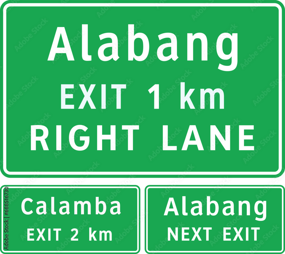 Advance exit signs, Road signs in the Philippines Stock Vector | Adobe ...