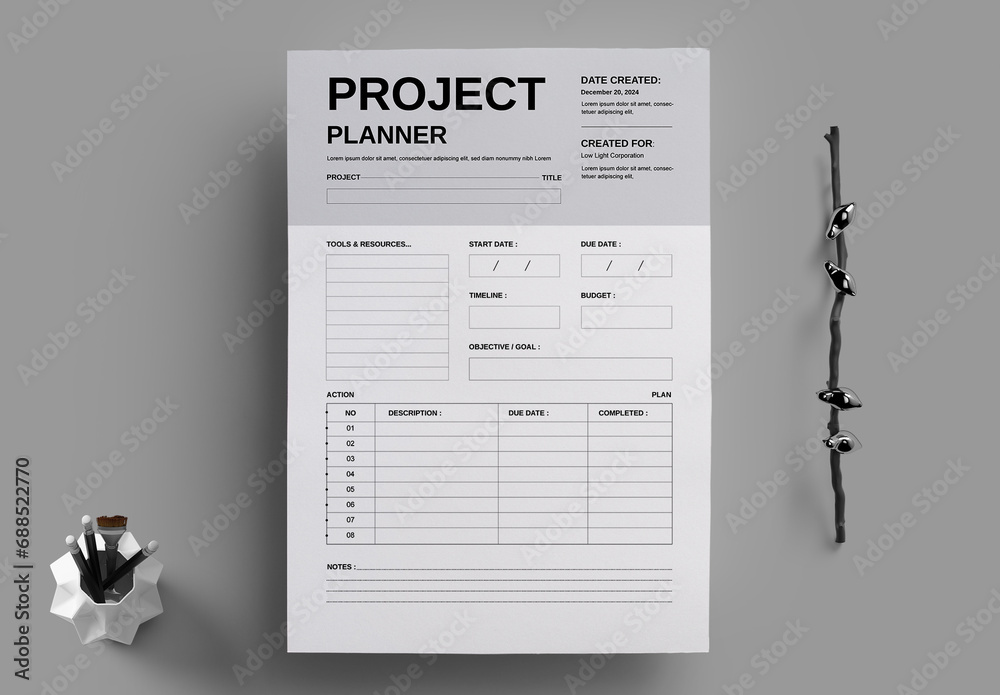 Project Planner Template Stock Template | Adobe Stock