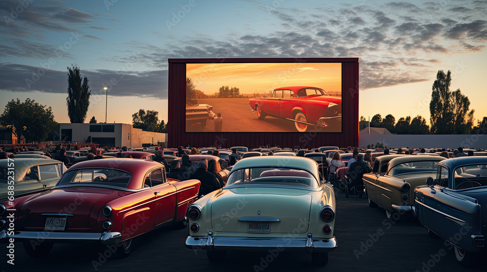 1950s drive-in theater cinema experience Stock-Foto | Adobe Stock