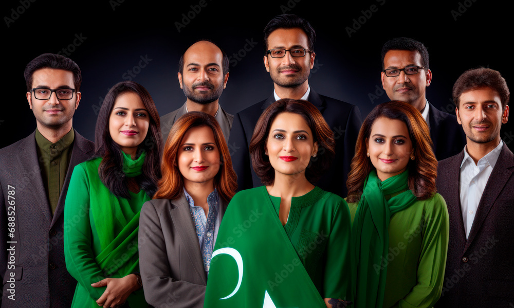 groups of diverse people holding the Pakistani flag in the national ...