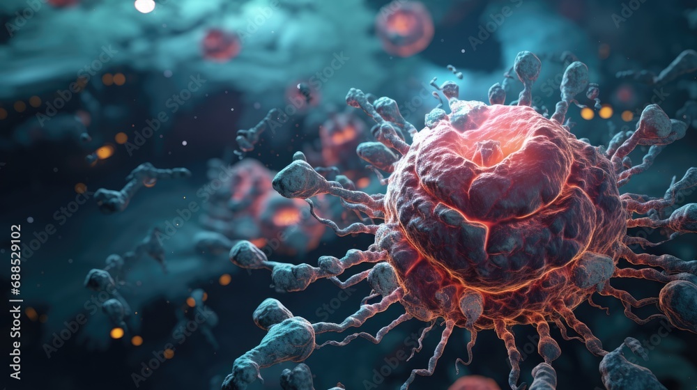 Cancer cell metastasis disease anatomy concept as growing malignant ...