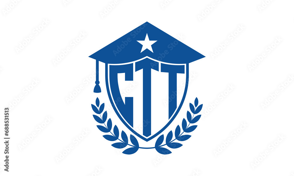 CTT three letter iconic academic logo design vector template. monogram ...