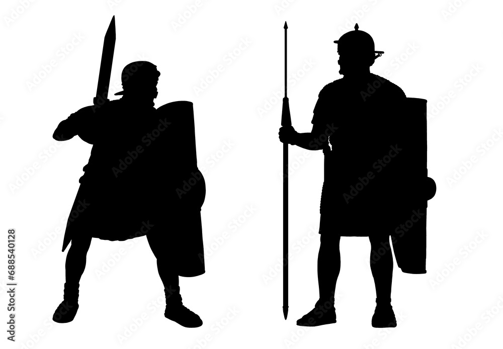 Poster Roman legionnaires. Historical silhouette drawing. – Wall Art ...