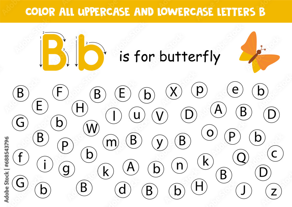 Find and dot all letters B. Educational worksheet for learning alphabet ...