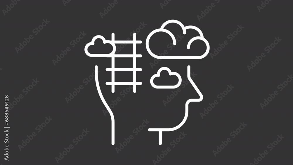 Self motivation white line animation. Head and ladder animated icon ...