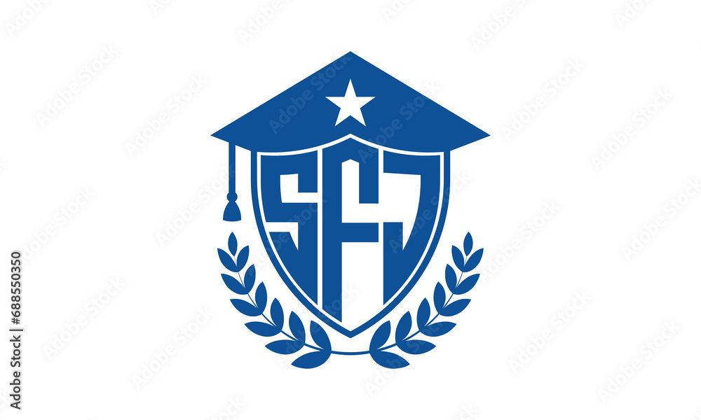 SFJ three letter iconic academic logo design vector template. monogram ...