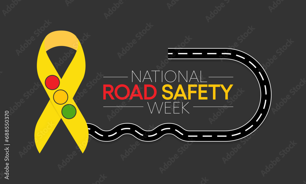Vetor de Road safety week is observed every year in January and in May ...