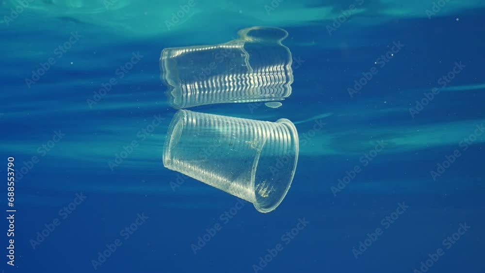 Vidéo Stock Close-up of transparent disposable acrylic glass floats ...