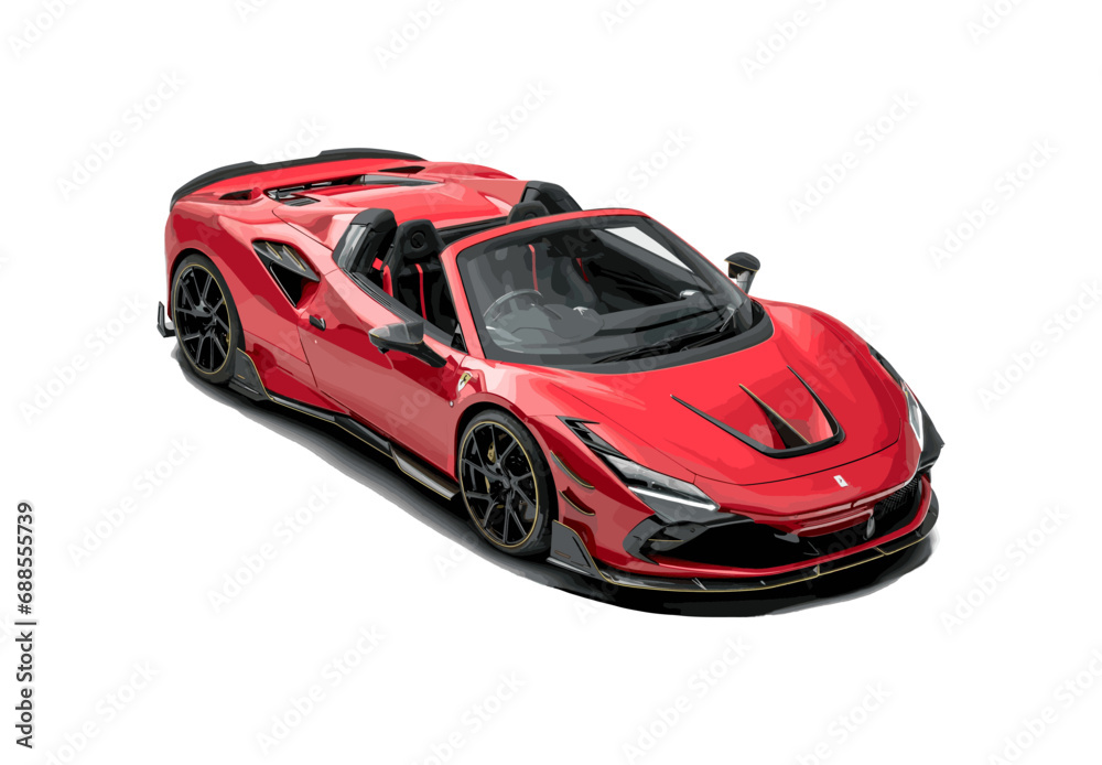 Sport car Ferrari F8 Soft Kit. Machine without a roof. Front top view ...