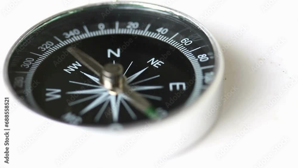 compass on Isolated white background. Shape black circle stainless ...