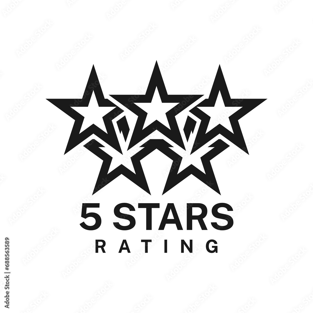 Five star rating icon, best award and quality or review rate vector ...