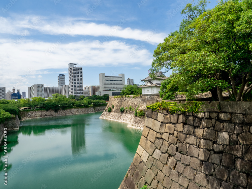 Osaka, JAPAN - 2023 July 30 : Osaka Castle in Osaka Castle Park in Chuo ...