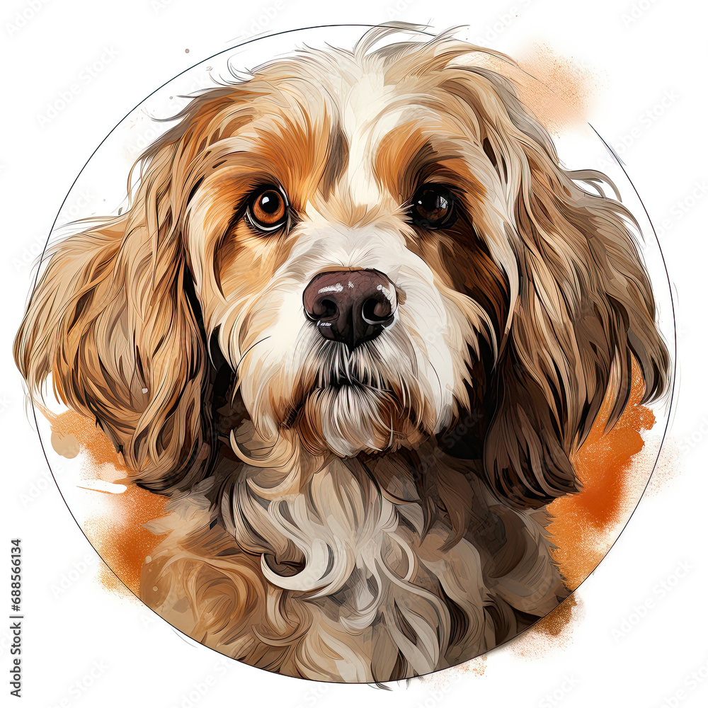 watercolor Cavapoo clipart, Generative Ai Stock Illustration | Adobe Stock