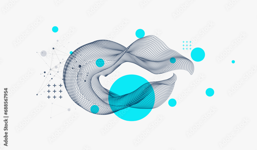The abstract wave is made in a frame style. Template for science and ...
