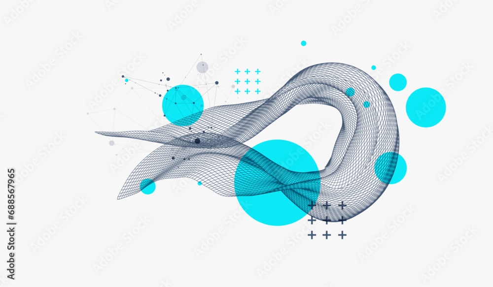 The abstract wave is made in a frame style. Template for science and ...