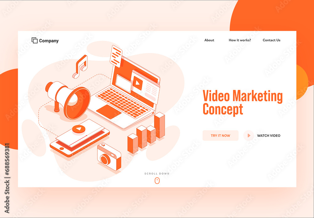 Video Marketing Concept Based Landing Page Design with Isometric Video ...