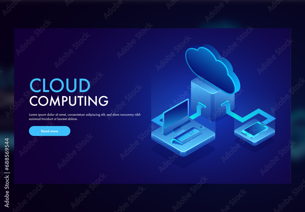 Responsive Landing Page for Cloud Computing Concept Based Isometric ...