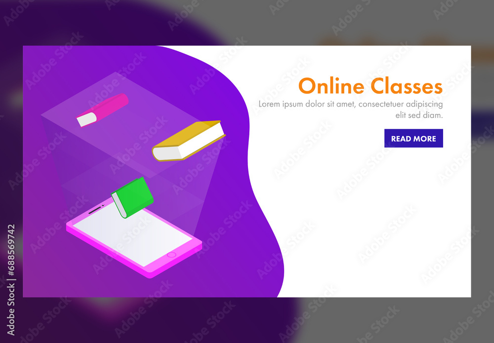 Online Classes Concept Based Landing Page Design With 3D Smartphone And ...