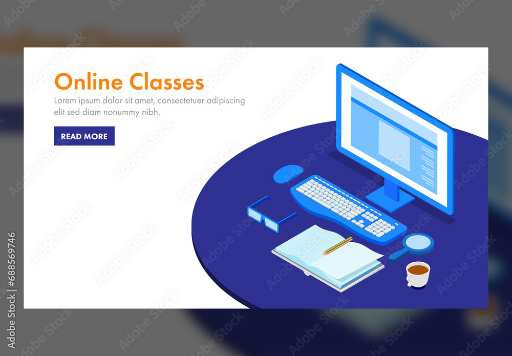 Online Classes Concept Based Landing Page Design With Isometric Study ...