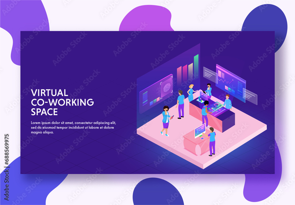 Virtual Co-Working Space Concept Based Landing Page Design in Purple ...