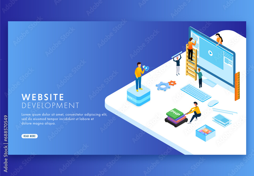 Website Development Concept Based Landing Page. Stock Template | Adobe ...