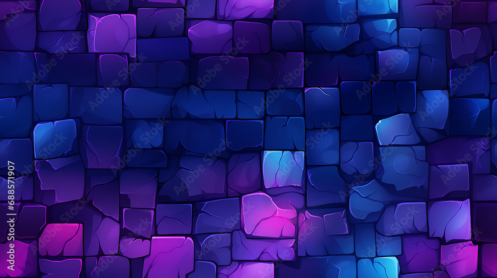 Abstract Blue and Purple brick wall background - Gaming pixel wall ...