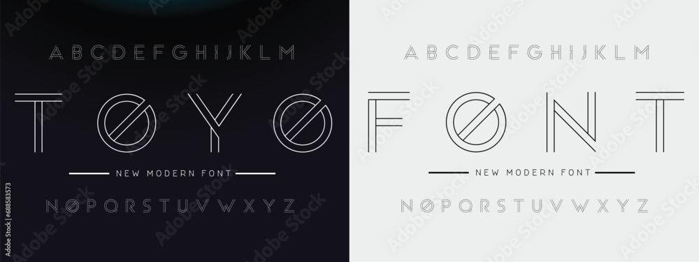 Double line monogram alphabet and tech fonts. Lines font regular ...
