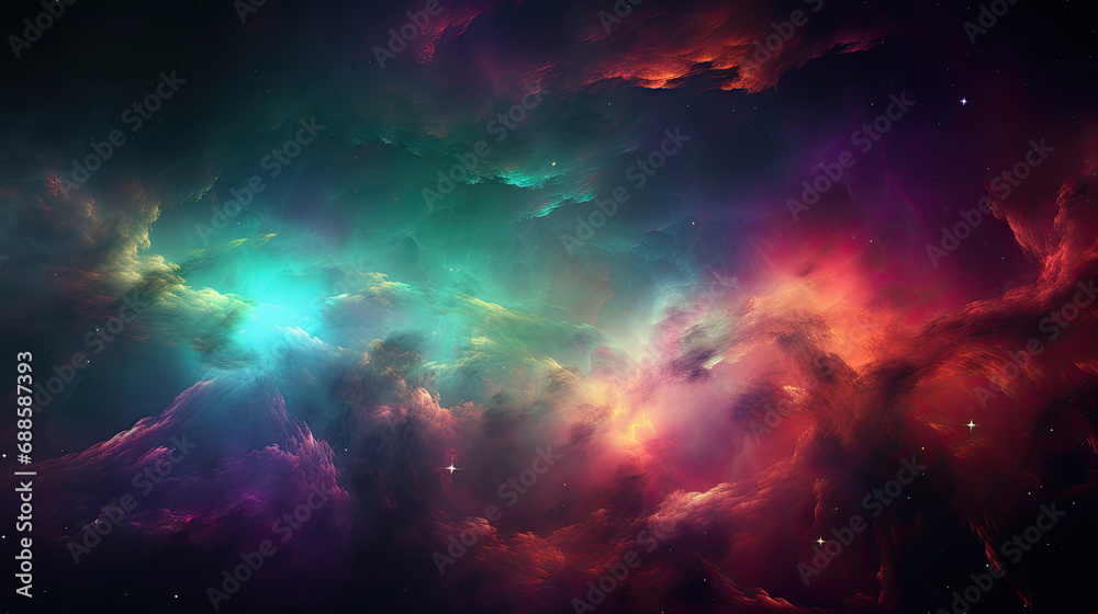 A colorful nebula space wallpaper, depicts a vibrant and dreamy outer ...