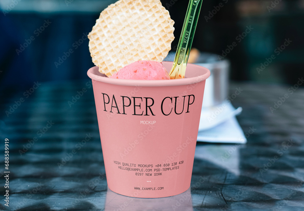 Ice Cream Paper Cup Mockup Stock Template | Adobe Stock