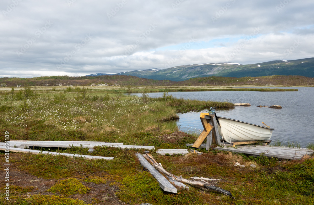 Stordalen nature reserve and lake Tornetrask, Lapland, northern Sweden ...