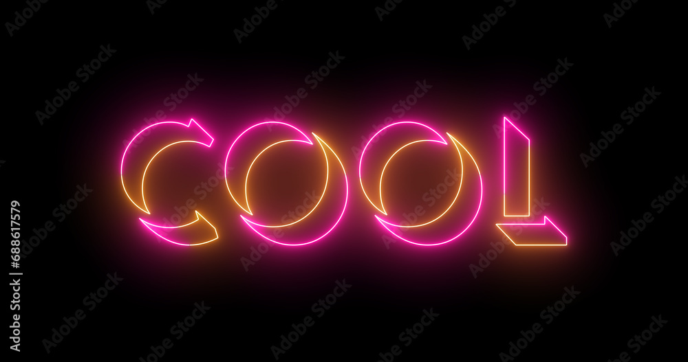 Neon-colored Cold word text illustration with a glowing neon color ...