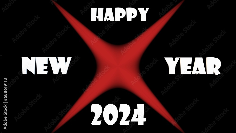x sign with celebrating happ new year 2024 on creative abstract ...