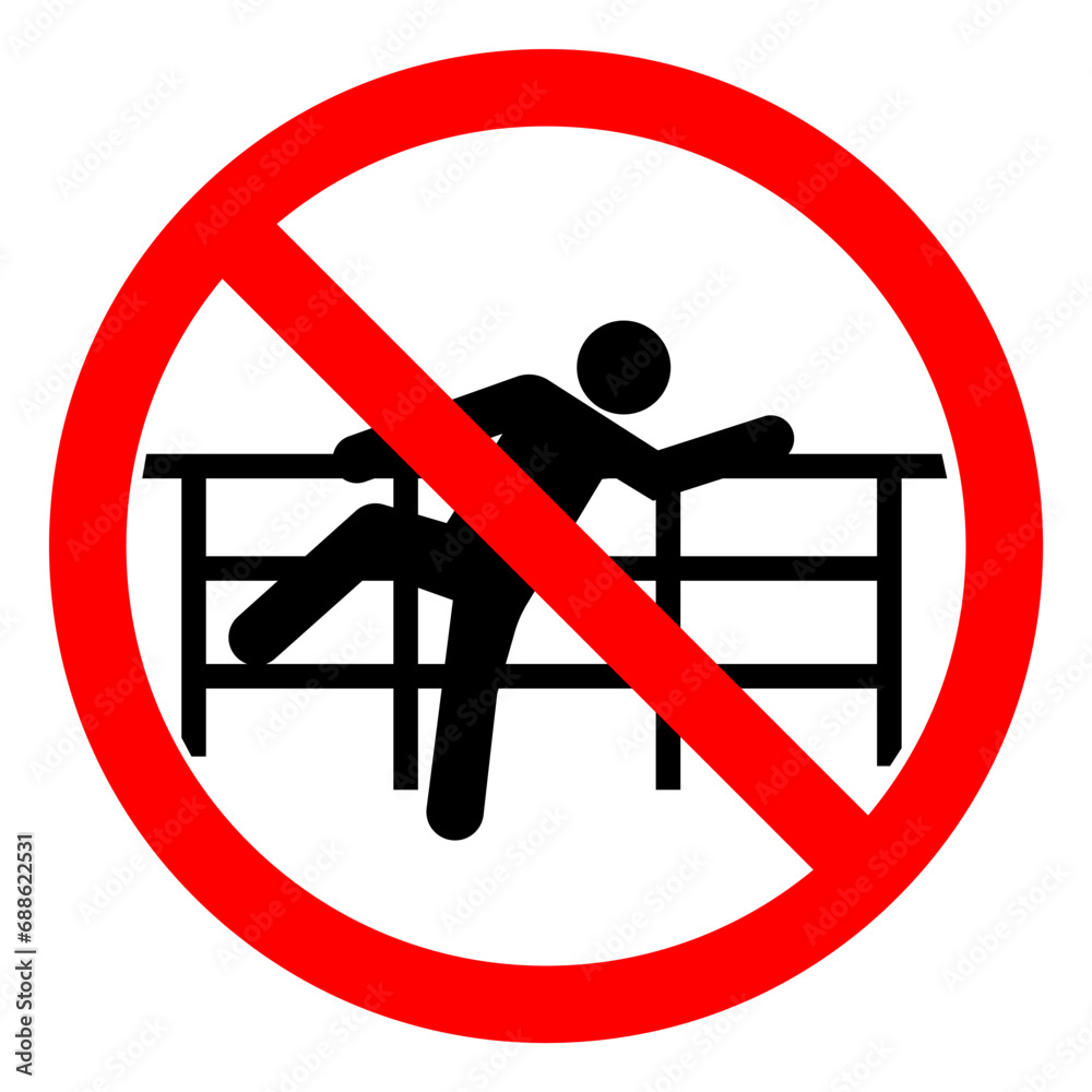 Do Not Climb Over Railing Symbol Sign ,Vector Illustration, Isolate On ...
