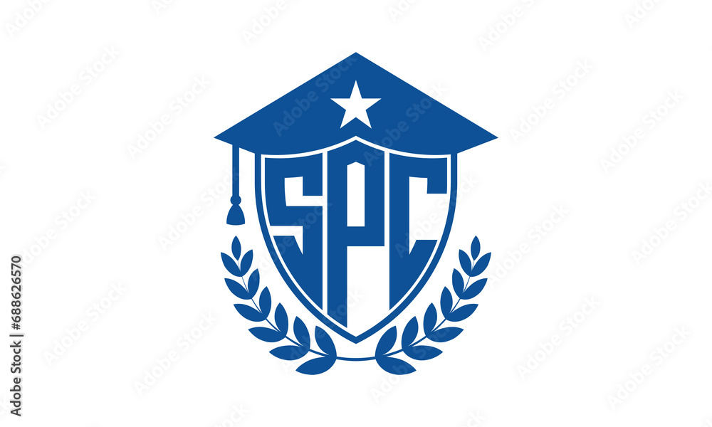 SPC three letter iconic academic logo design vector template. monogram ...