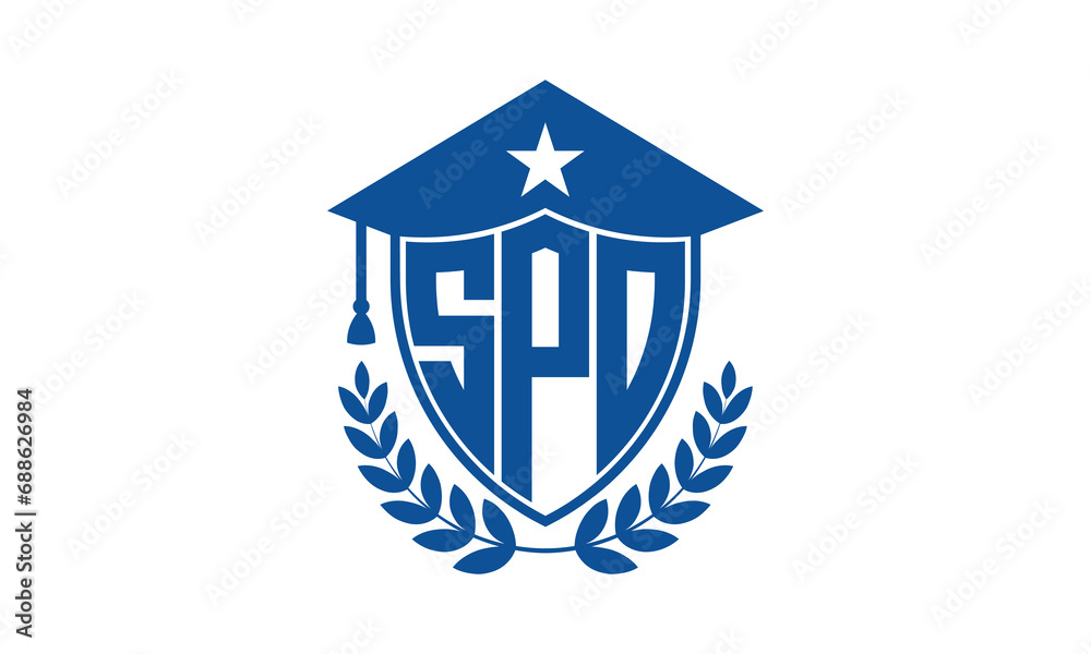 SPO three letter iconic academic logo design vector template. monogram ...