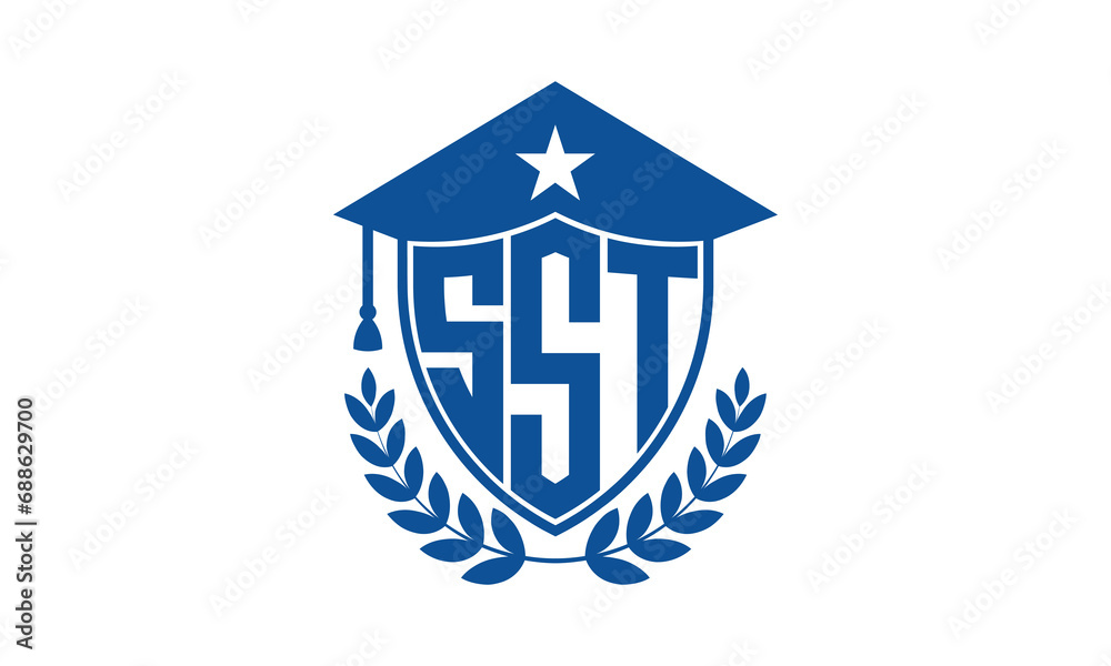 SST three letter iconic academic logo design vector template. monogram ...