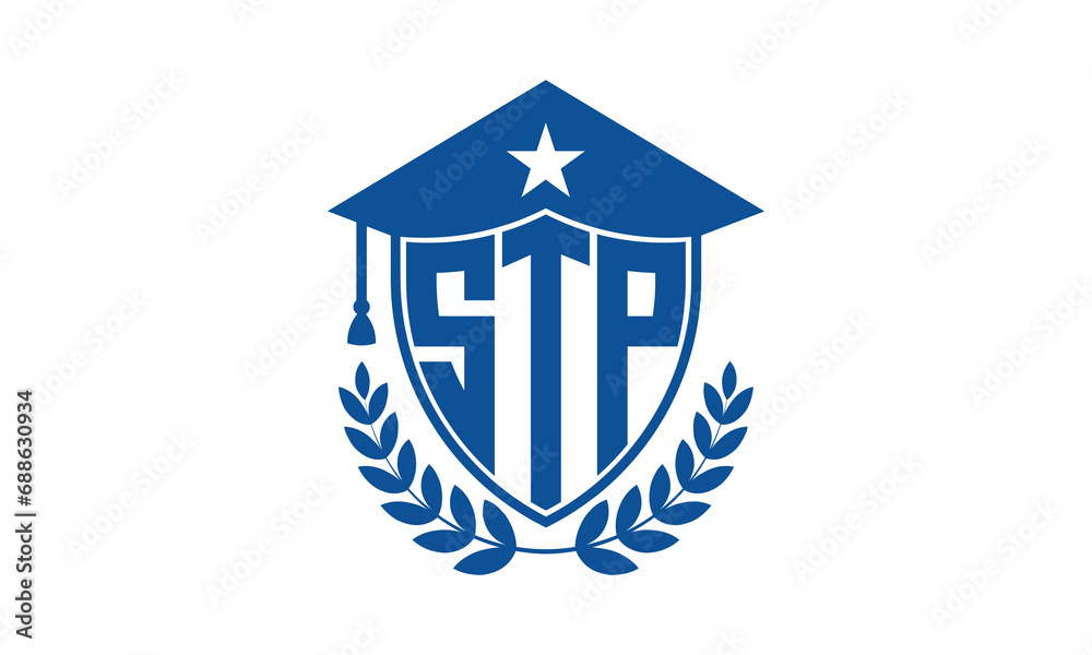 STP three letter iconic academic logo design vector template. monogram ...