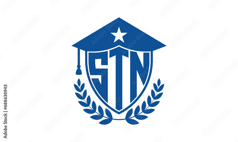 STN three letter iconic academic logo design vector template. monogram ...