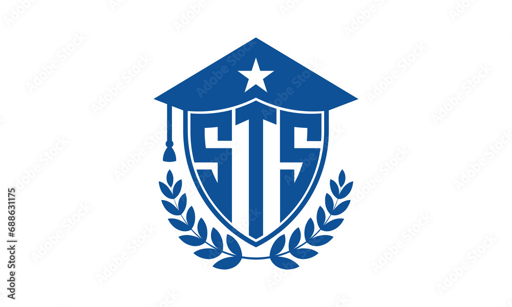 STS three letter iconic academic logo design vector template. monogram ...