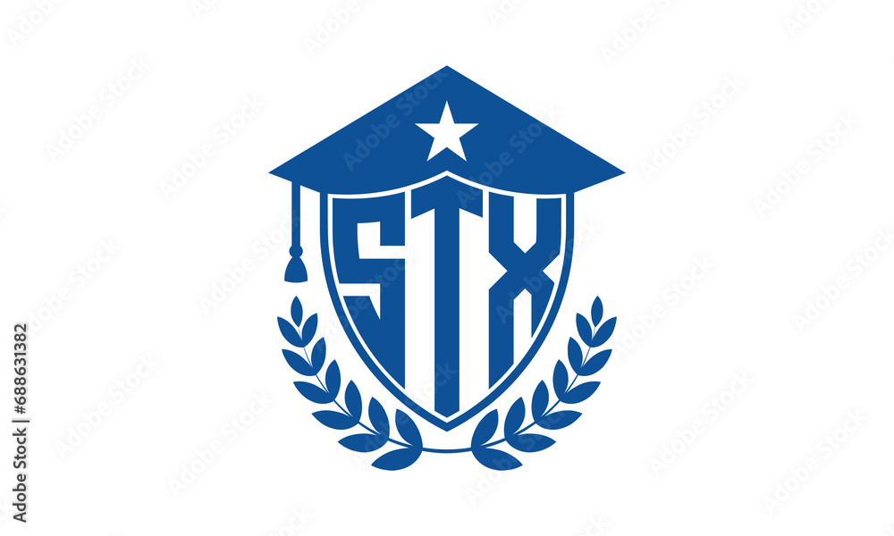 STX three letter iconic academic logo design vector template. monogram ...