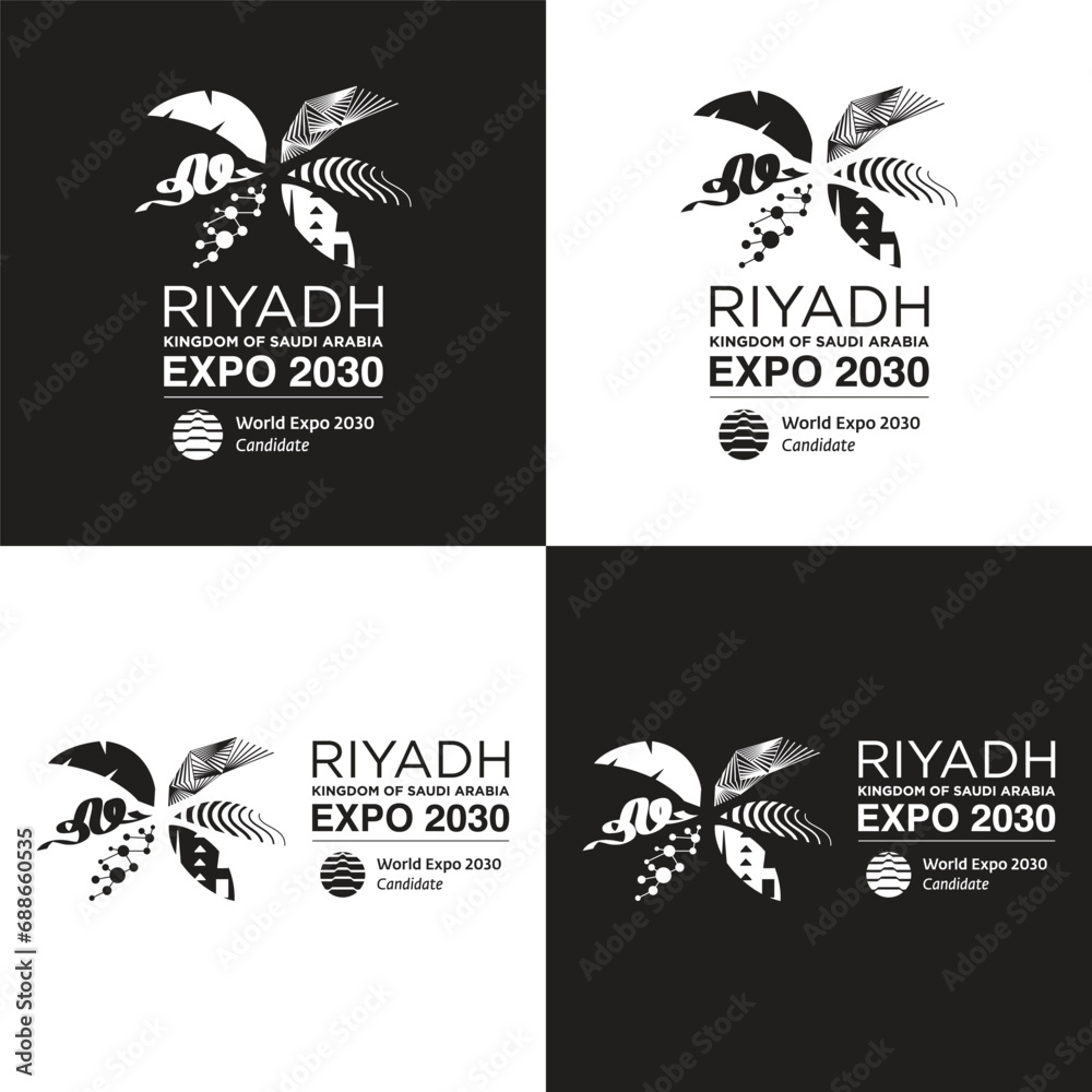 Expo 2030 Riyadh Saudi Arabia vector horizontal and vertical logo Black ...