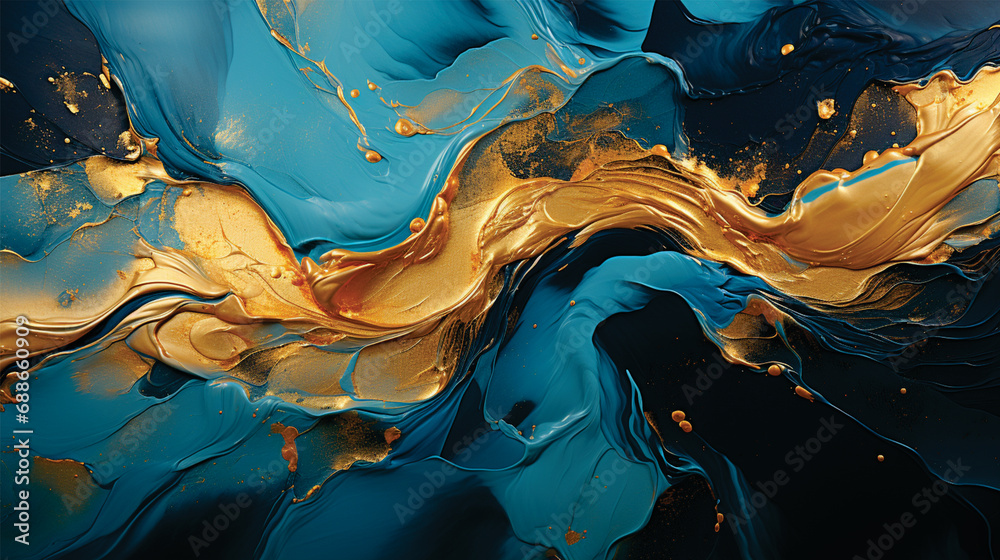 blue and yellow,water, sea, texture, blue, painting, oil, art, nature ...