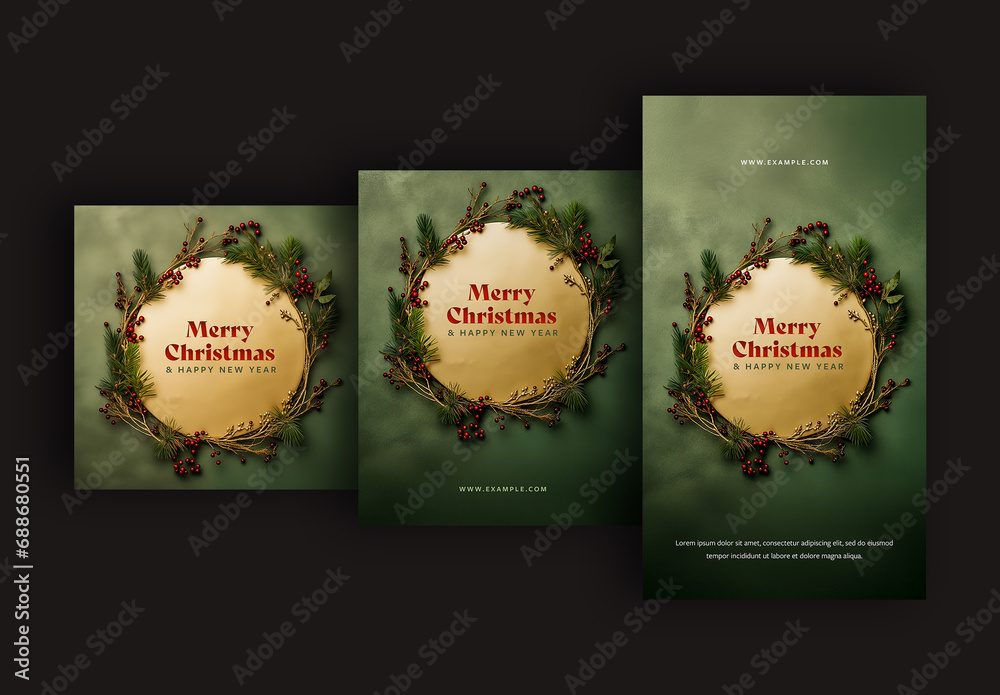 Merry Christmas Layout In Various Sizes With Generative ai Stock ...