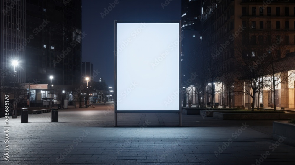 billboard or blank poster, blank white mast banner mockup, front view ...