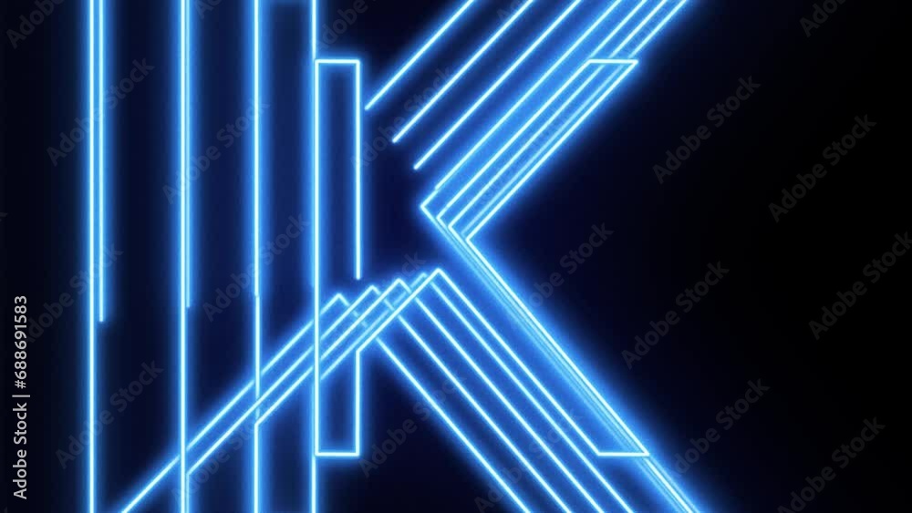 trendy alphabet letters K animation neon light effect a to z letter ...