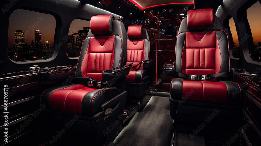 Luxury Helicopter Interior Custom Leather Seats Advanced Avionics ...