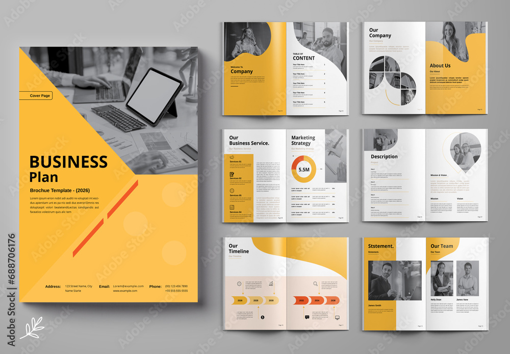 Business Plan Brochure Layout Stock Template | Adobe Stock