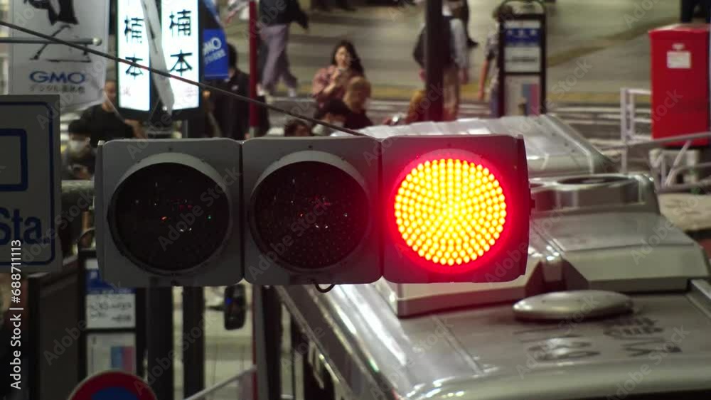 TOKYO, JAPAN - NOV 2023 : Close up shot of led traffic light at the ...